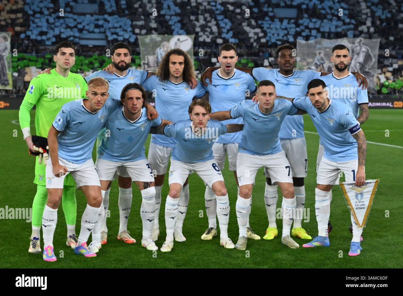 Rome, Italy. 13th Apr, 2025. S.S. Lazio players are posing for a team ...