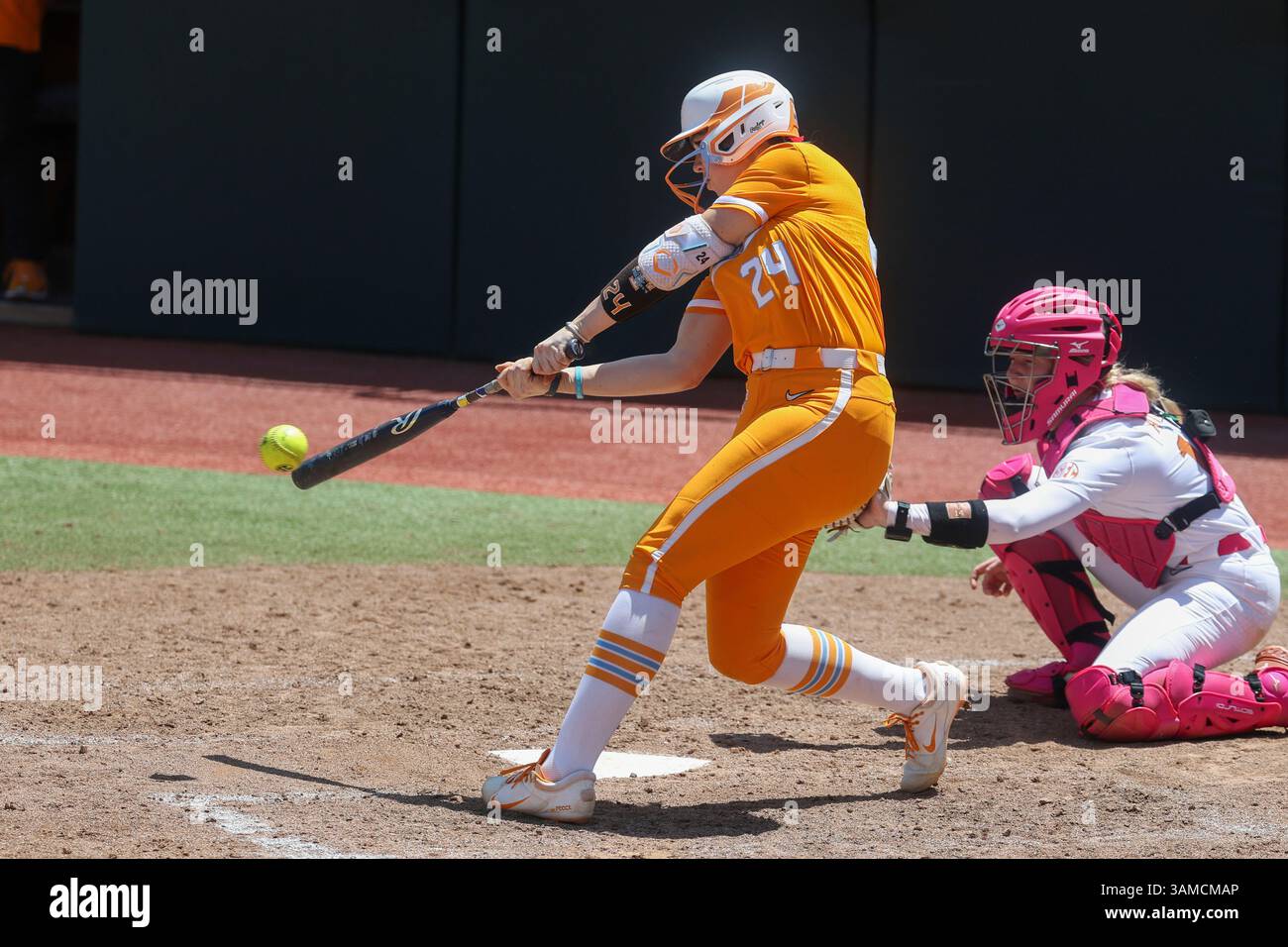 AUSTIN, TX - APRIL 13: Tennessee infielder McKenna Gibson (24) hits the ...