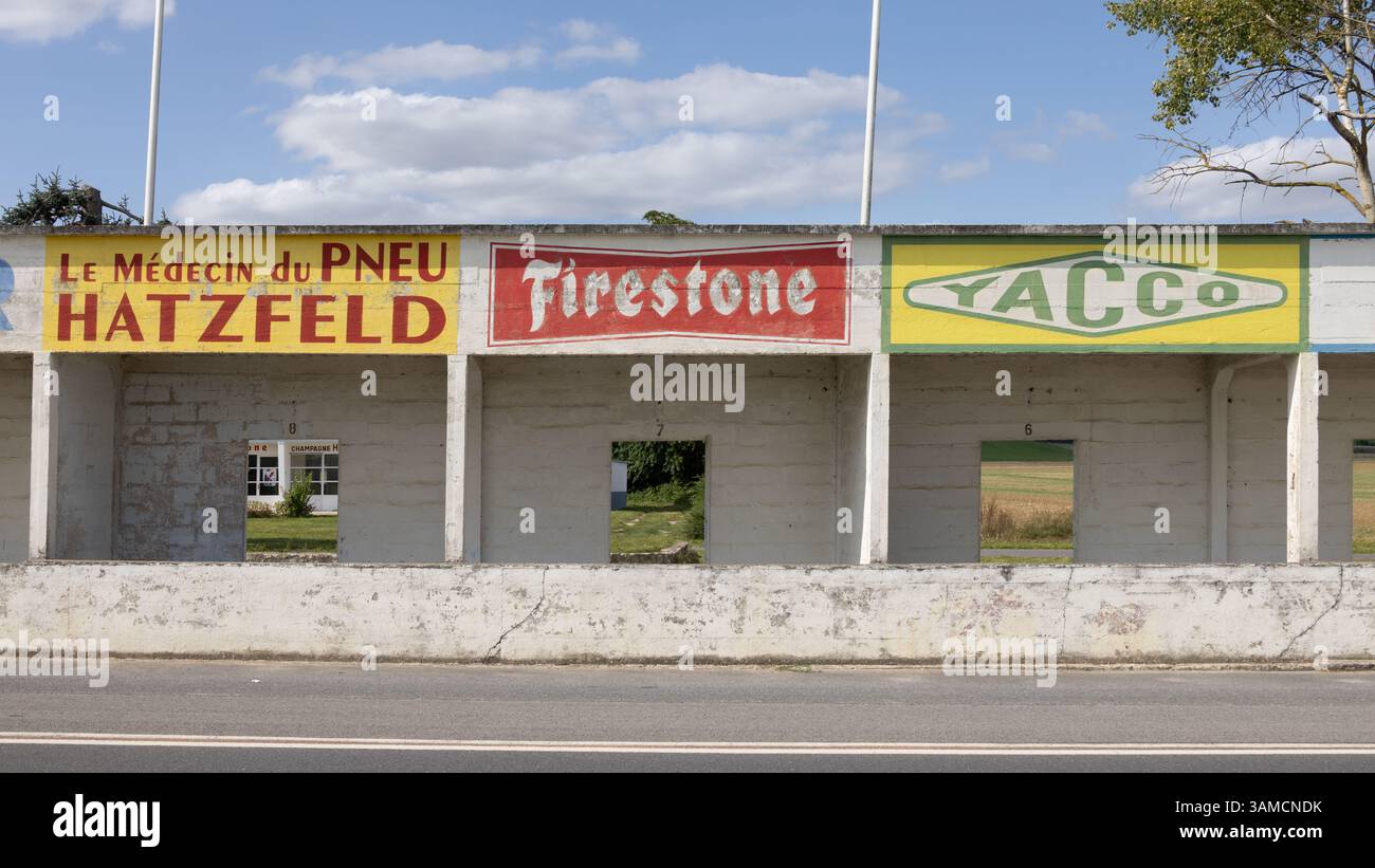 Reims-Gueux former Formula One circuit pit lane with start and finish ...