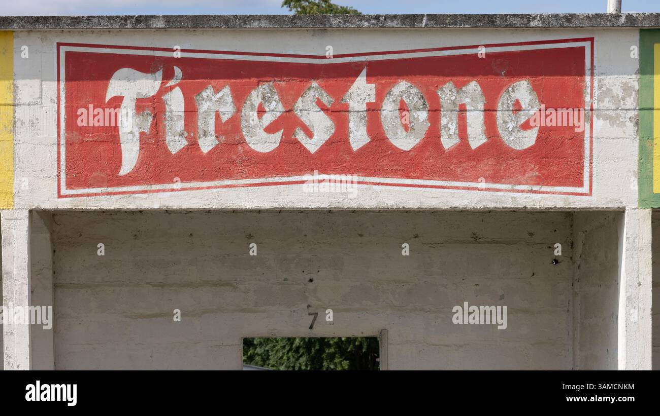 Reims-Gueux former Formula One circuit pit lane with start and finish ...