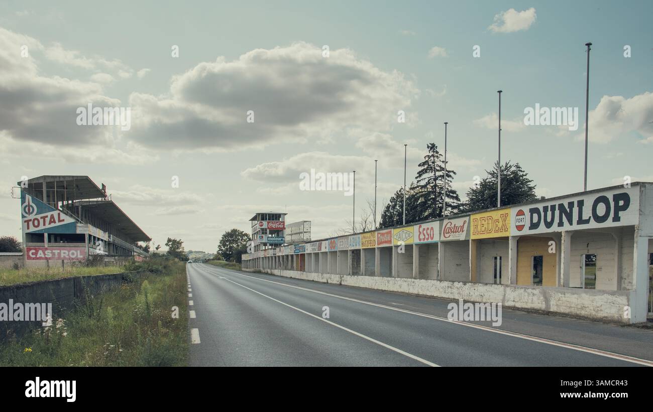 Reims-Gueux former Formula One circuit pit lane with start and finish ...