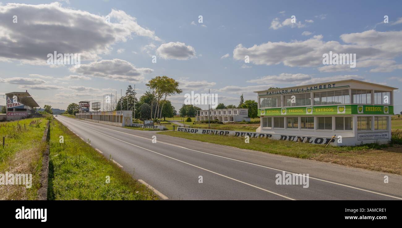Reims-Gueux former Formula One circuit pit lane with start and finish ...