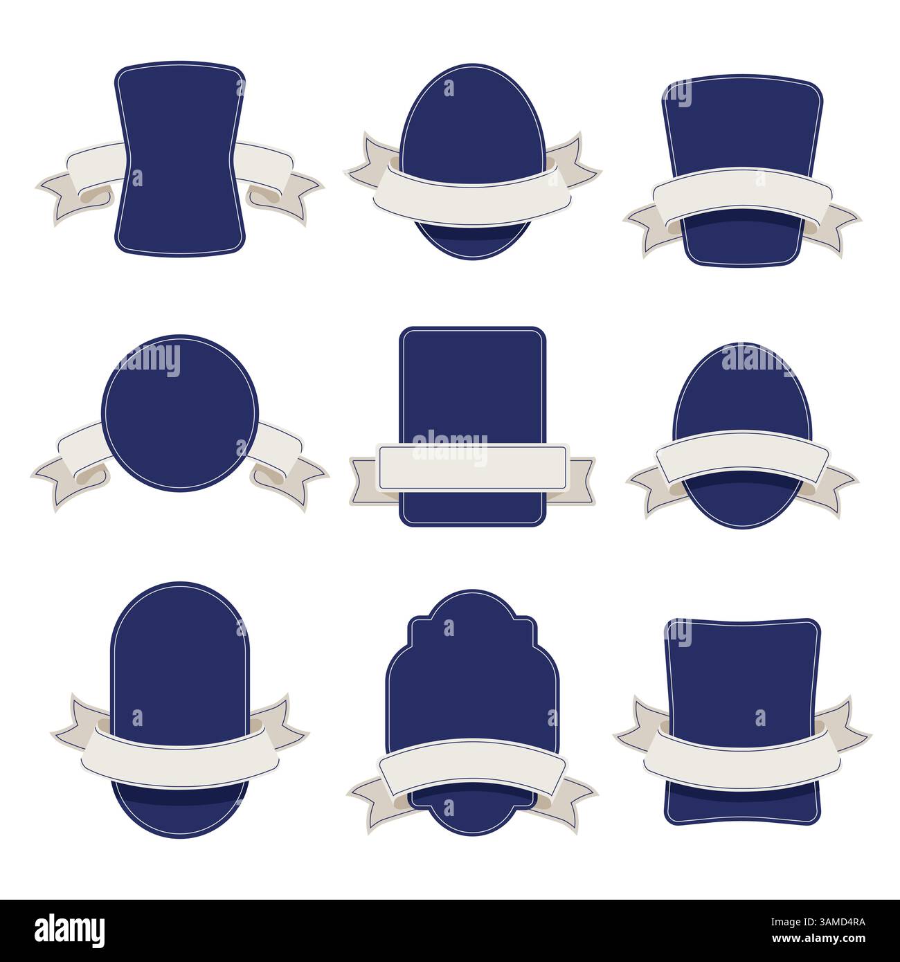Vintage badges with ribbons. Vector illustration, isolated on white ...