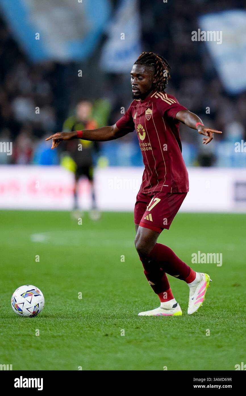 Rome, Italy. 13th Apr, 2025. Manu Kone' of AS Roma during the Serie A ...