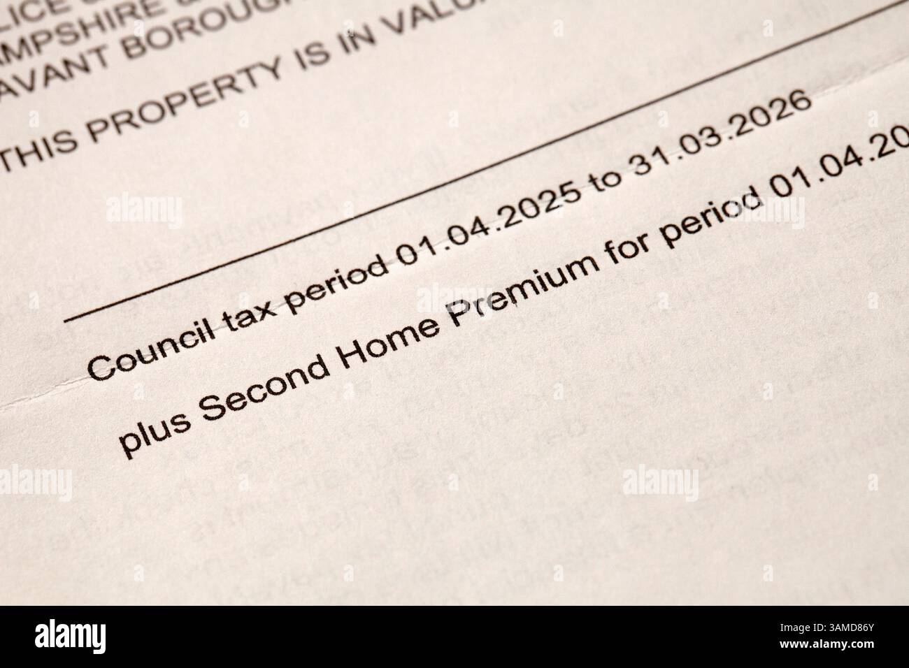 Council Tax bill for 2025 to 2026 with second home premium, England ...