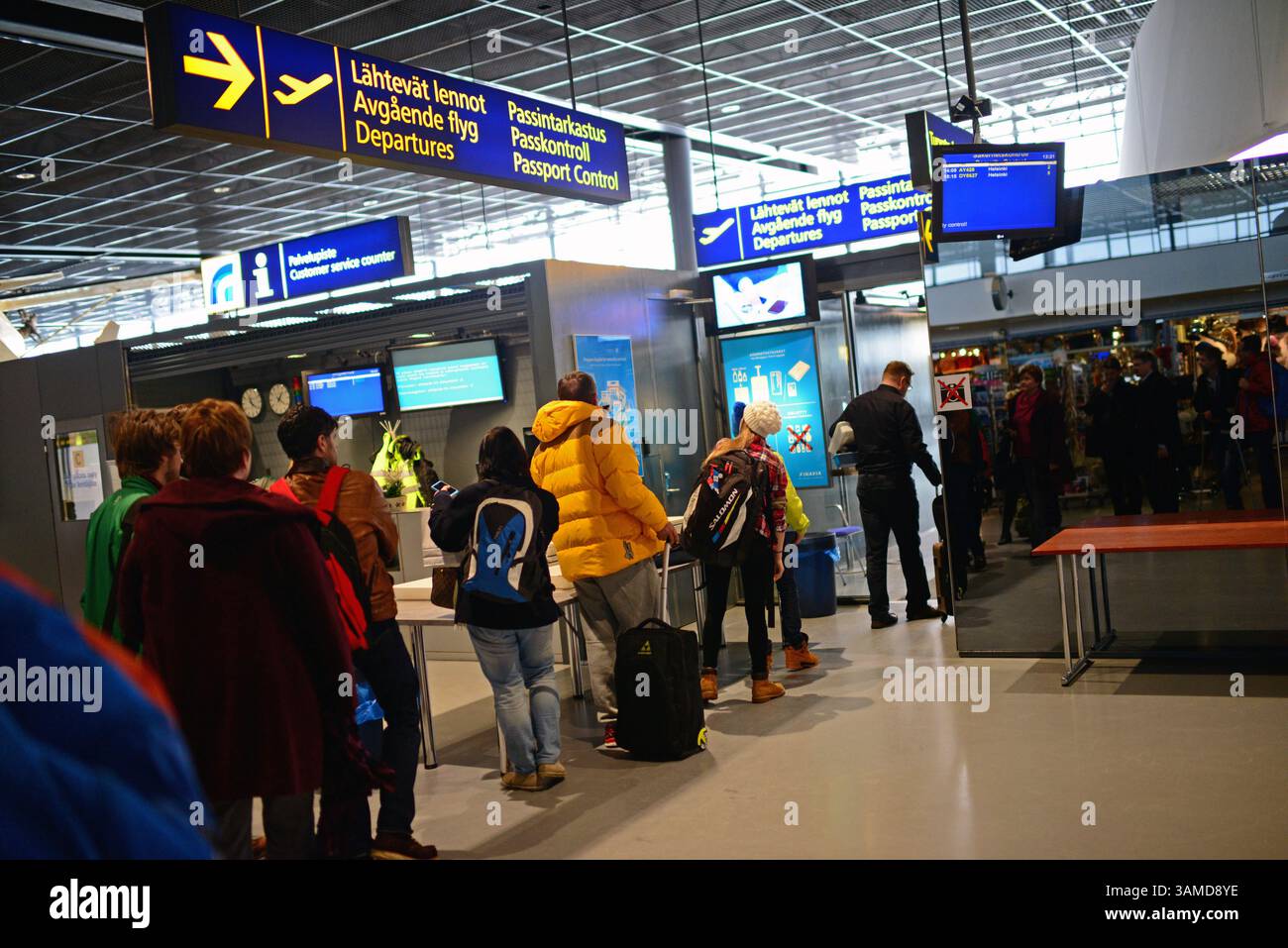 March 21, 2014 - Rovaniemi, Finland - Passenger queues in Rovaniemi ...
