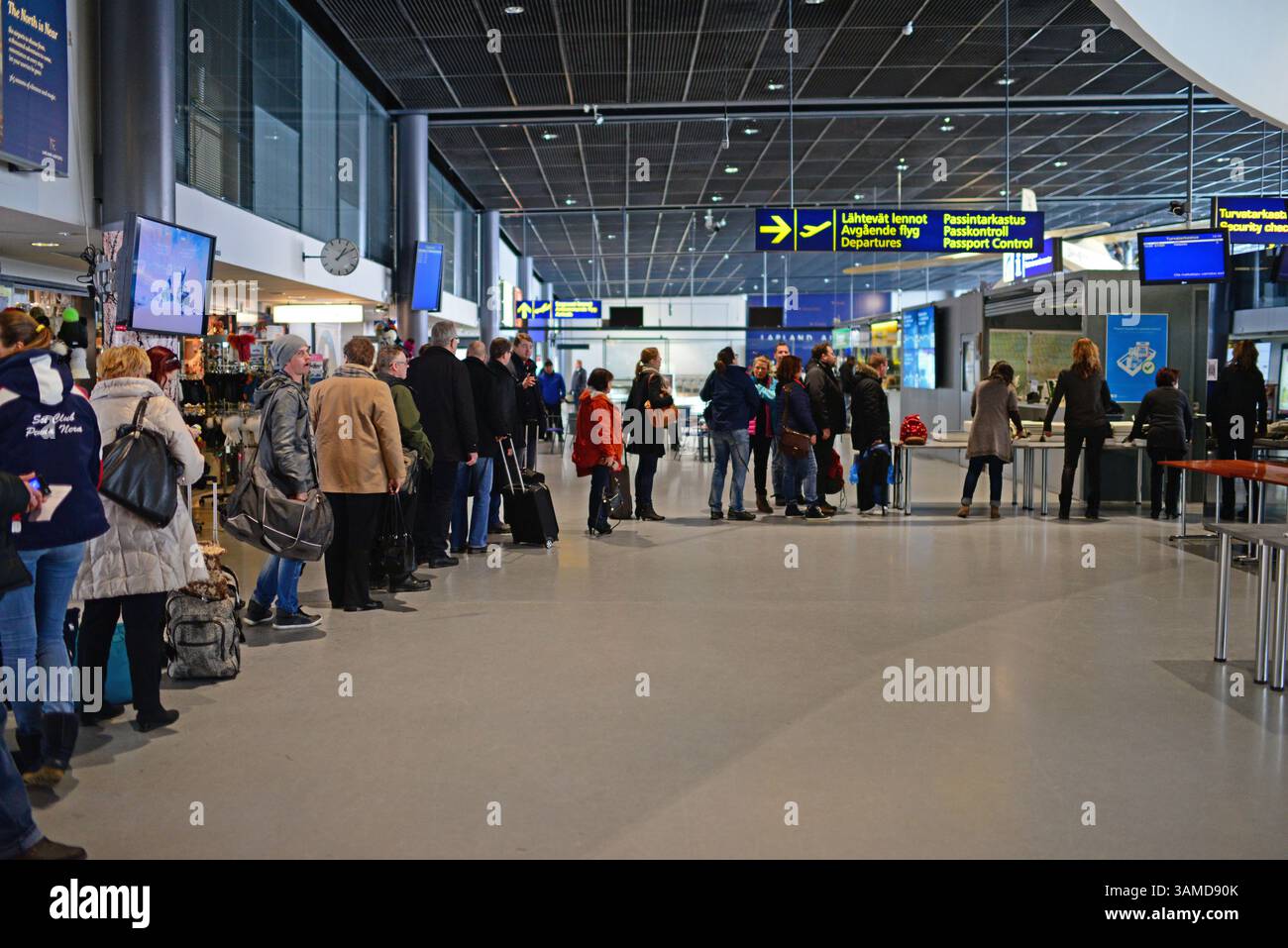 March 21, 2014 - Rovaniemi, Finland - Passenger queues in Rovaniemi ...