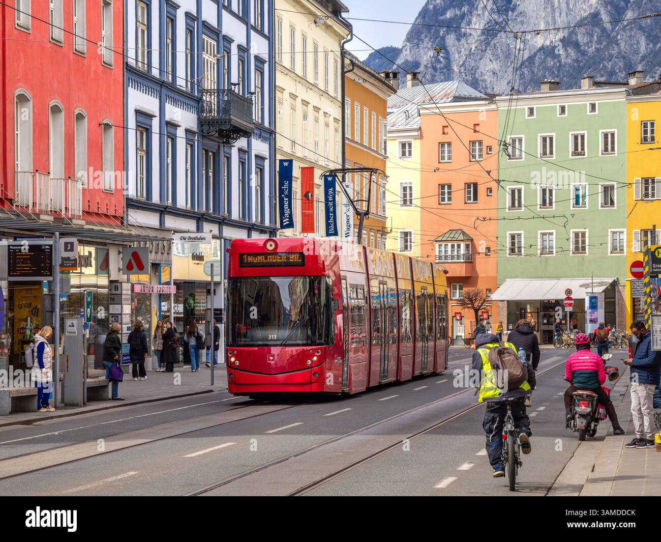Innsbruck, Austria - March 21, 2025: A vibrant city street of Innsbruck ...