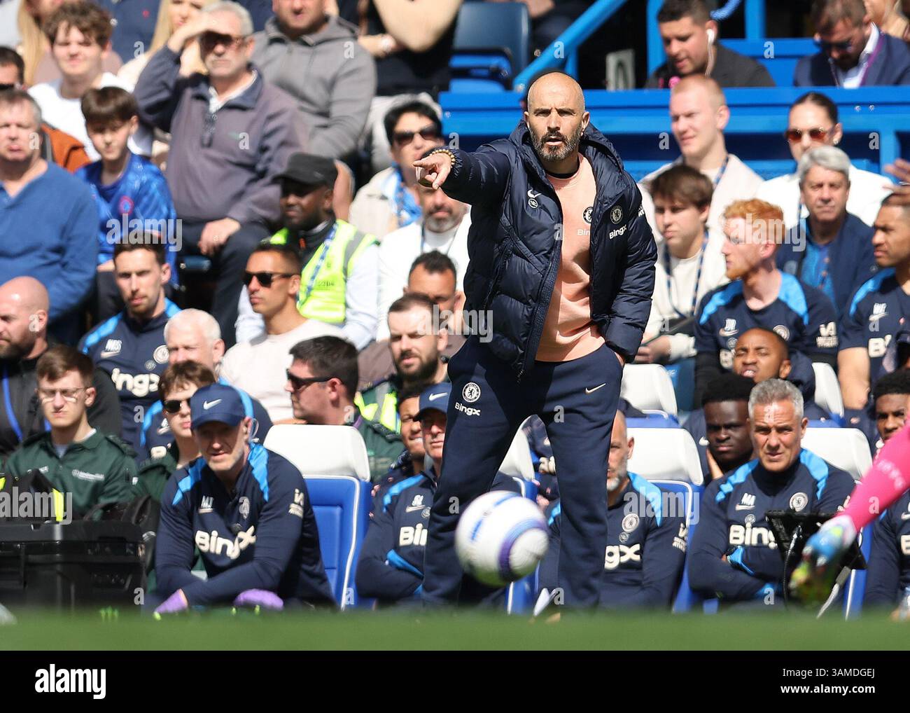 London, UK. 13th Apr, 2025. Enzo Maresca, head coach of Chelsea during ...
