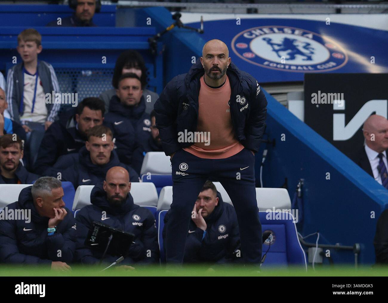 London, UK. 13th Apr, 2025. Enzo Maresca, head coach of Chelsea during ...