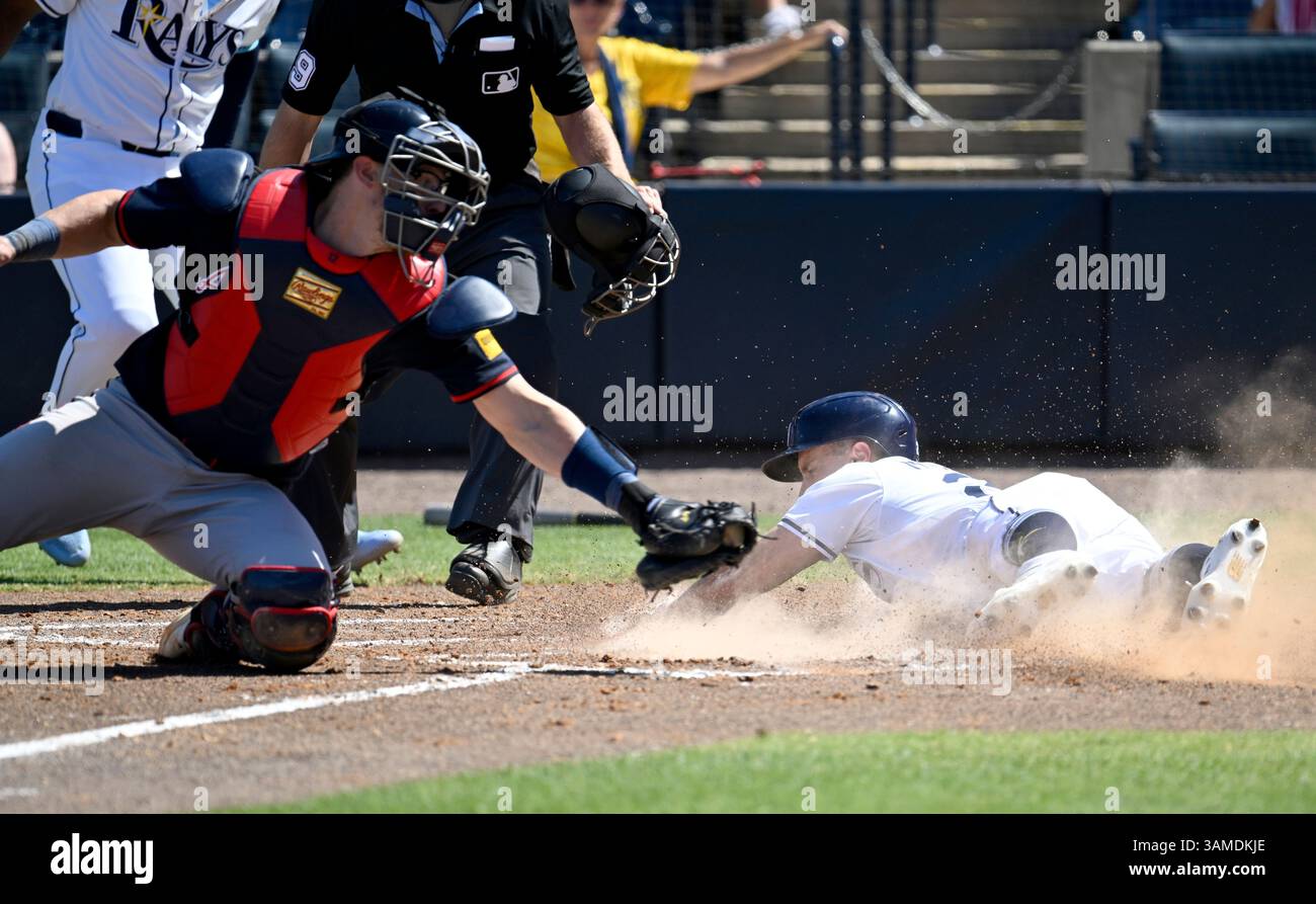 Tampa Bay Rays' Jake Mangum beats the tag from Atlanta Braves catcher ...