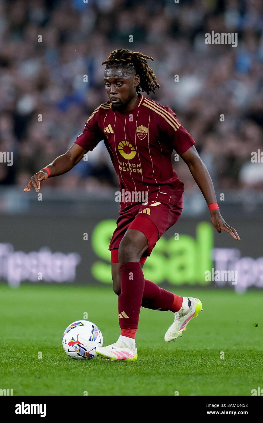Rome, Italy. 13th Apr, 2025. Manu Kone' of AS Roma during the Serie A ...
