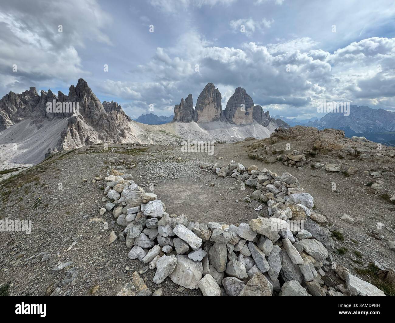 A small niche for sleeping, piled up from stones on a mountain peak ...