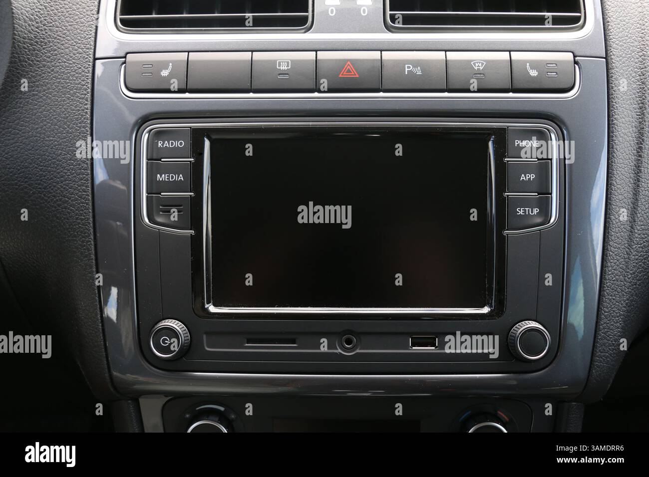 Modern car dashboard center console with touchscreen and control ...