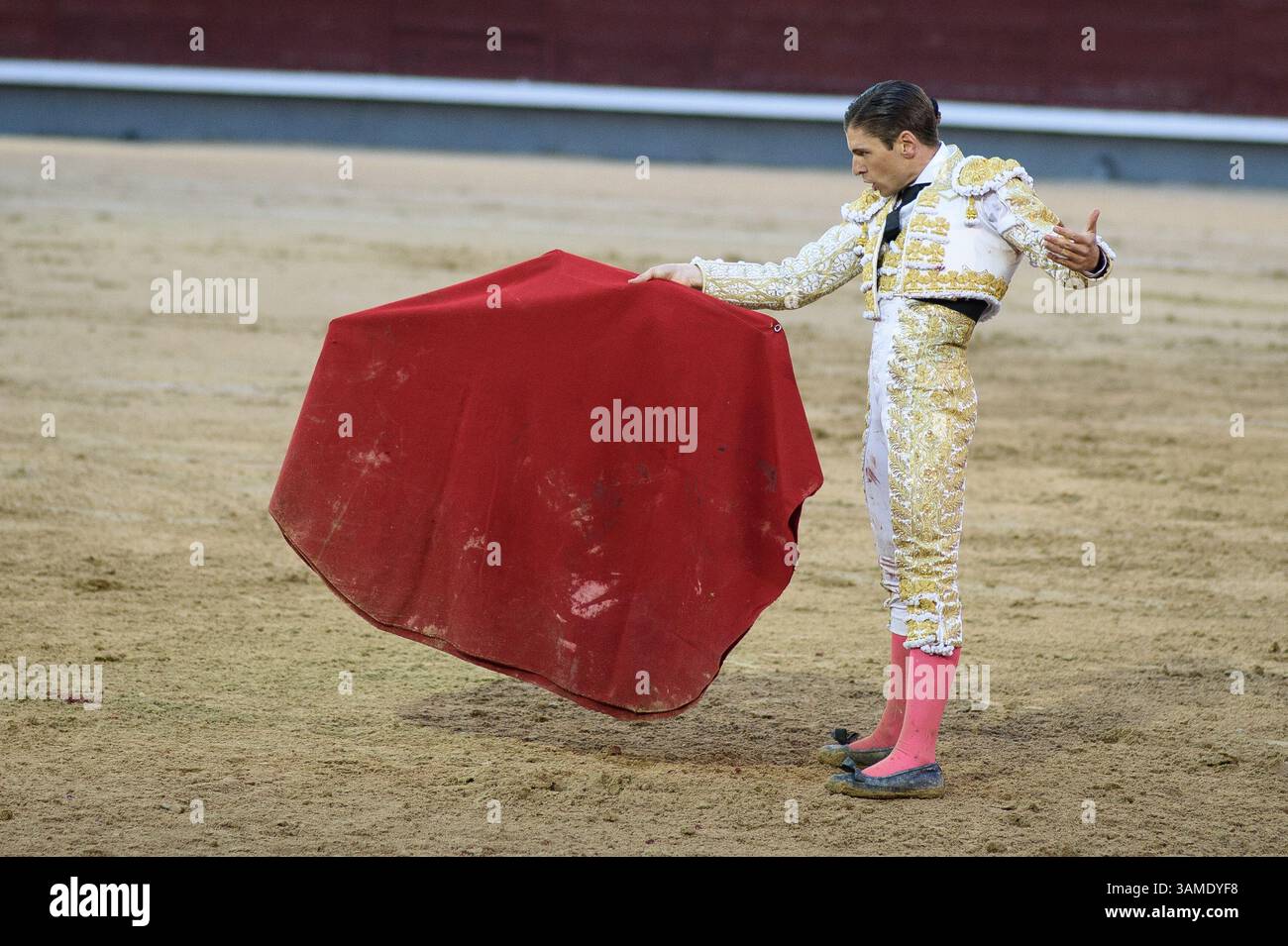 Bullfighter Alejandro Mora during the bullfight in the Plaza de las ...