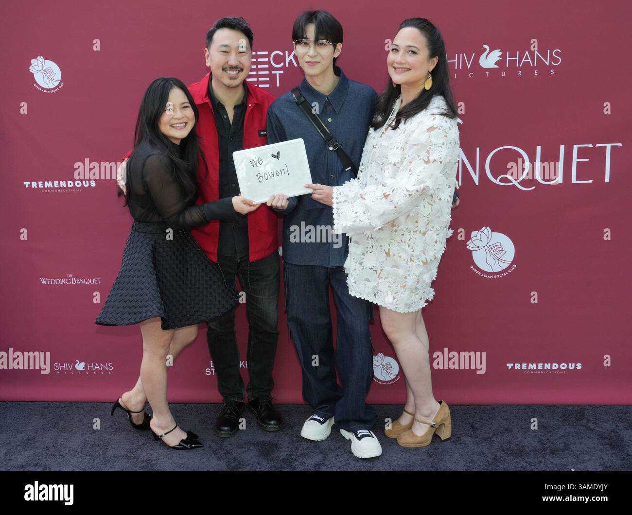 Los Angeles, USA. 13th Mar, 2025. (L-R) THE WEDDING BANQUET Cast & Crew - Kelly Marie Tran ...