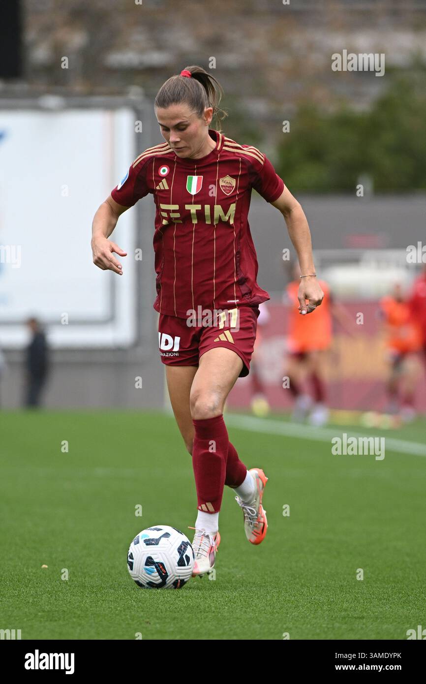 Rome, Italy. 13th Apr, 2025. Emilie Haavi of A.S. Roma Women during the ...