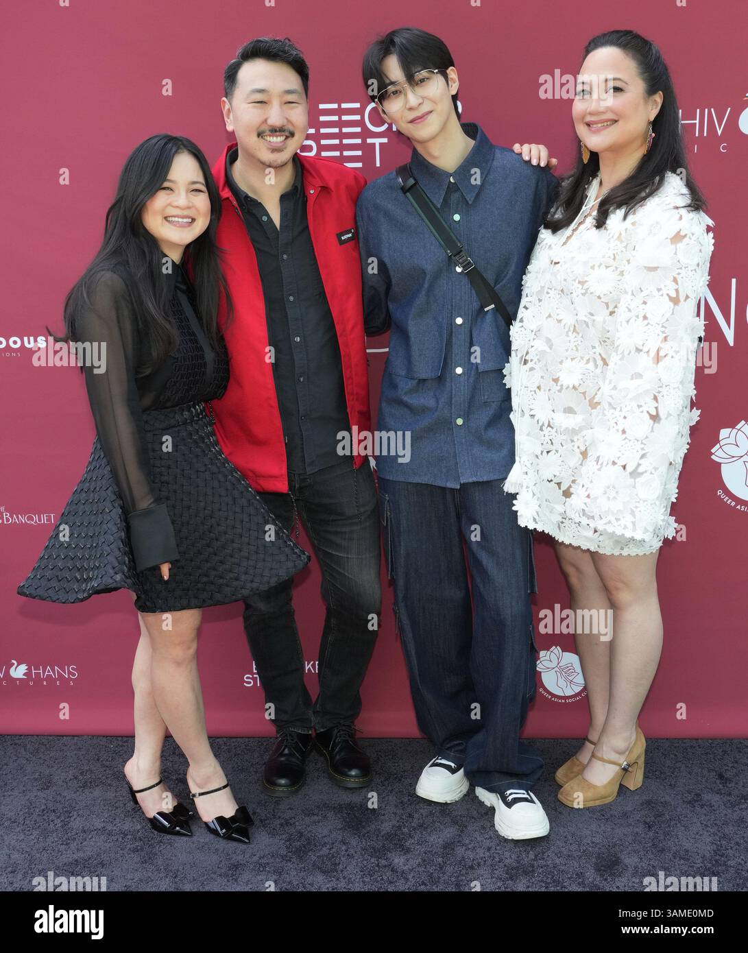 Los Angeles, USA. 13th Mar, 2025. (L-R) THE WEDDING BANQUET Cast & Crew - Kelly Marie Tran ...
