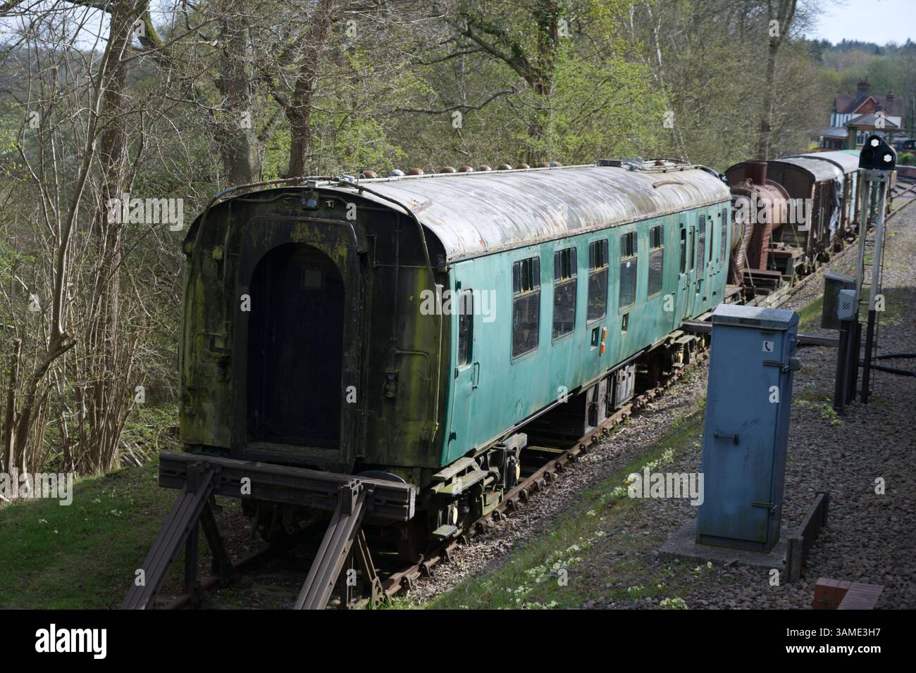 Abandoned train carriages - Bluebell Railway, East Sussex, UK Stock ...
