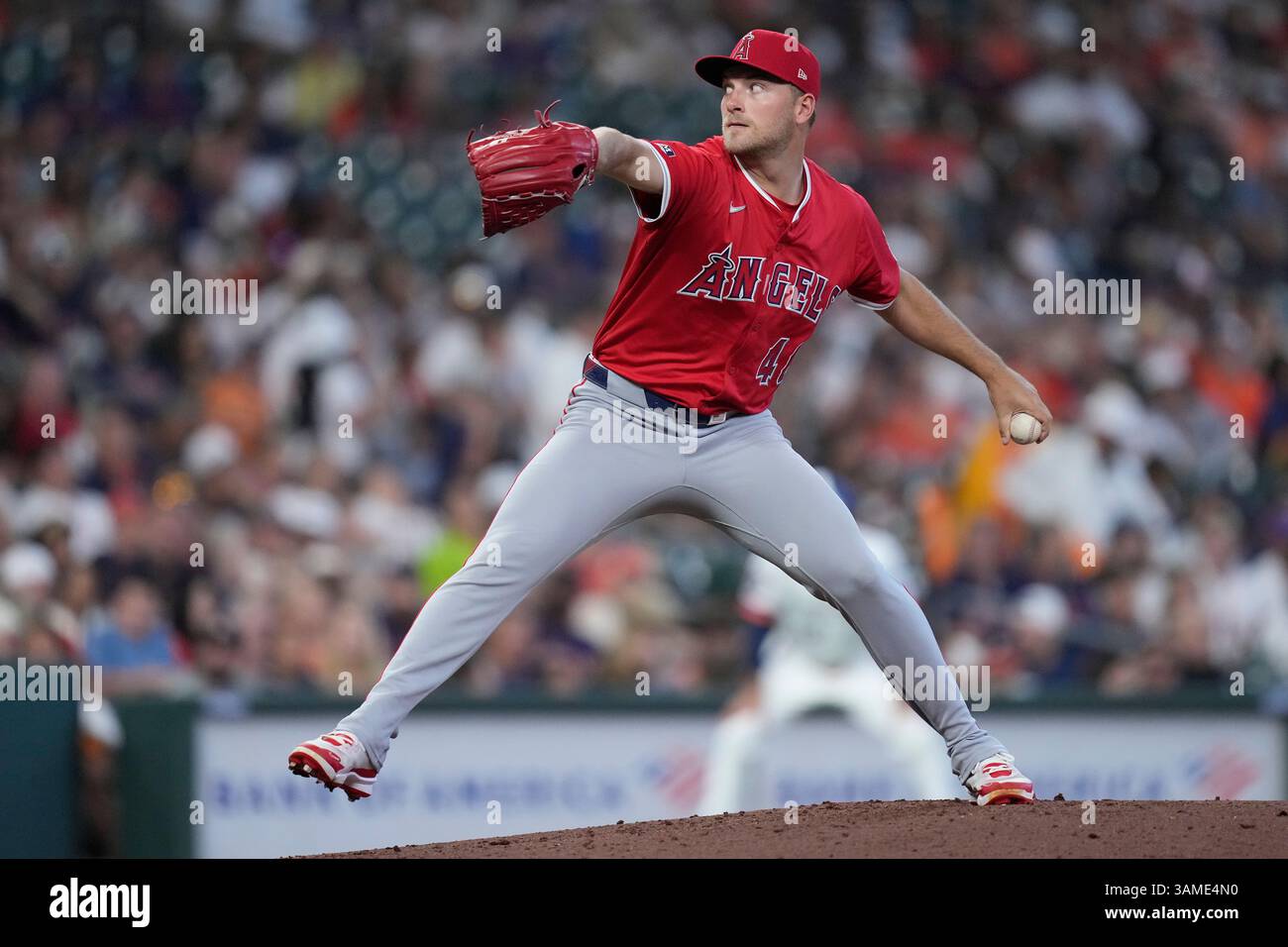 Los Angeles Angels pitcher Reid Detmers (48) delivers during the fifth ...