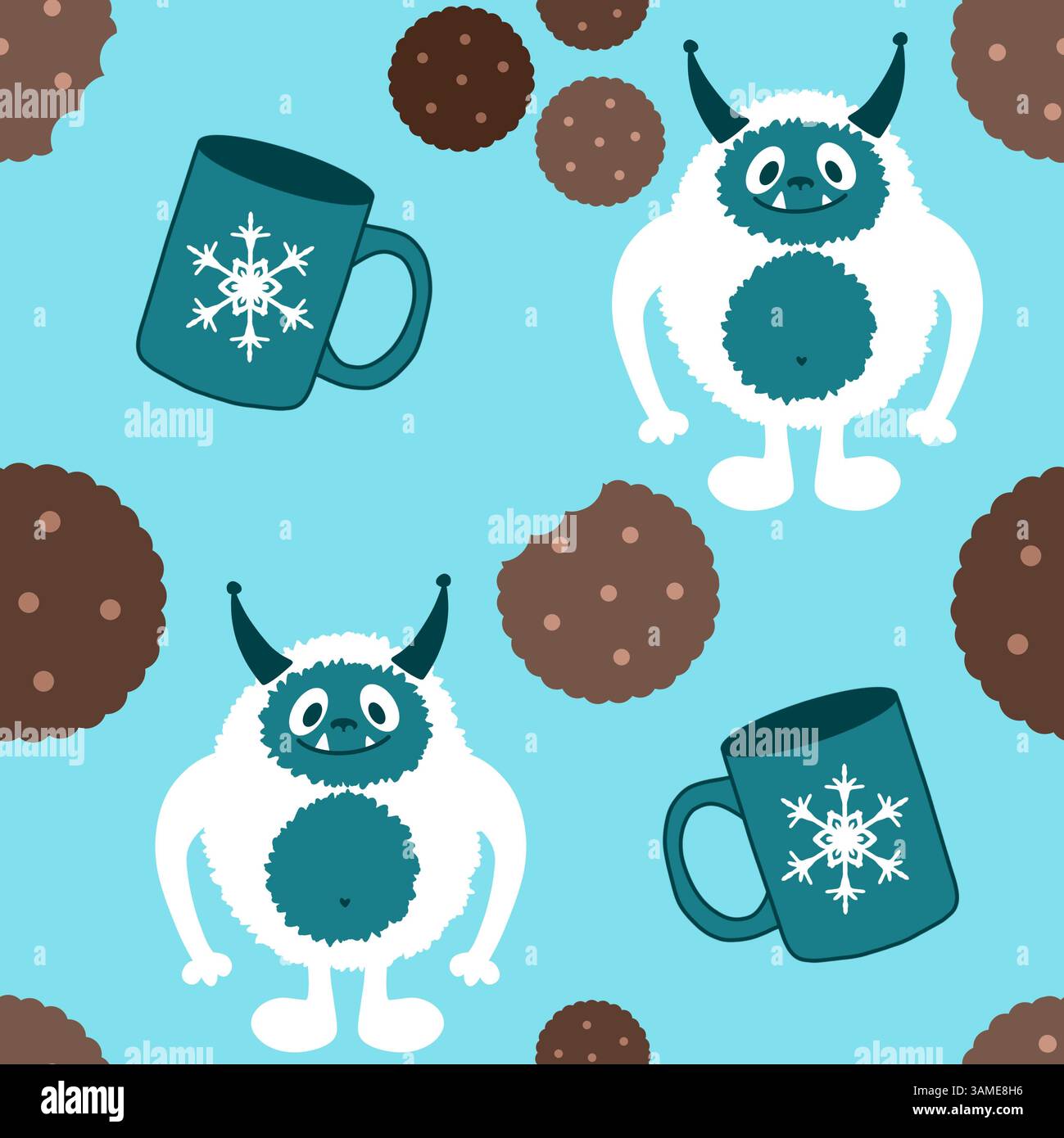 Winter monsters seamless Christmas yeti pattern for wrapping paper and ...