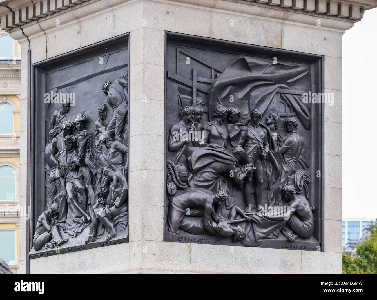 London, United Kingdom - 04. October 2024: Detailed view of bronze bas ...
