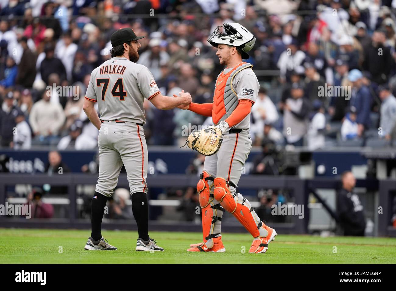 BRONX, NY - APRIL 13: San Francisco Giants Pitcher Ryan Walker (74) and ...