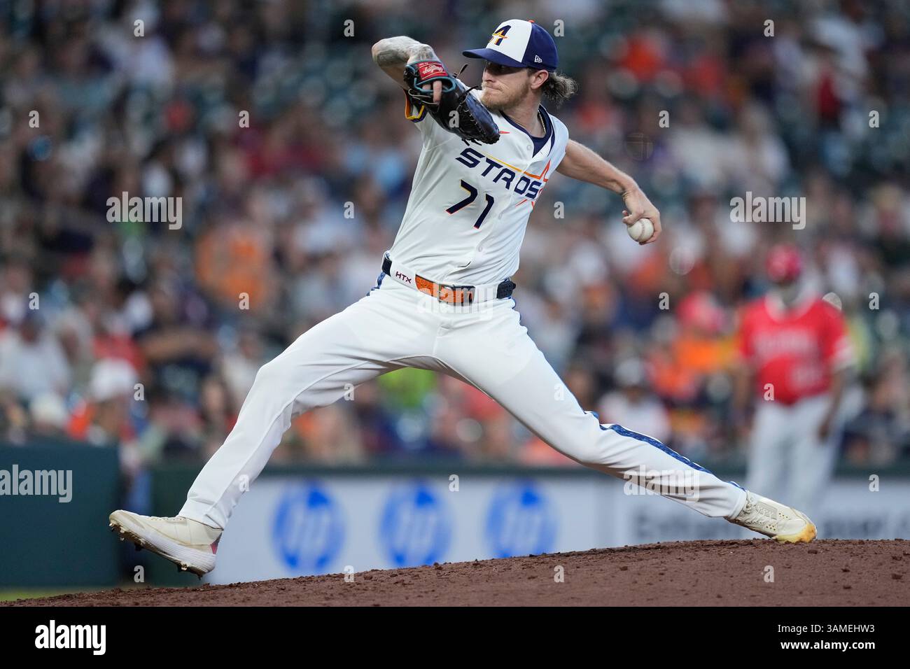 Houston Astros pitcher Josh Hader (71) delivers during the ninth inning ...