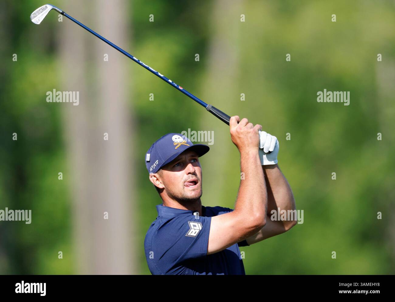 Augusta, United States. 13th Apr, 2025. Bryson DeCambeau tees off on ...