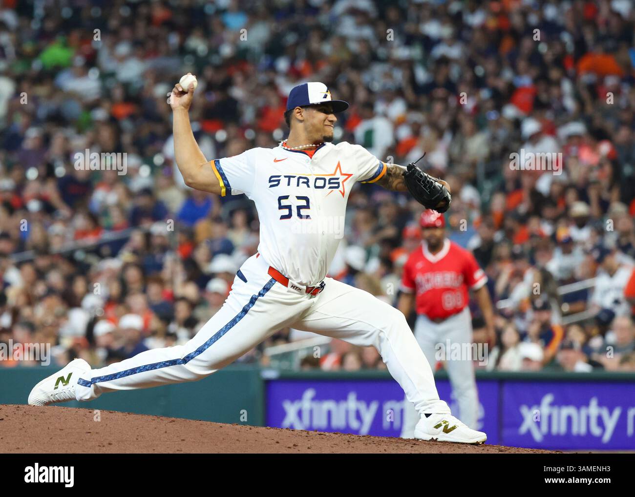 HOUSTON, TX - APRIL 13: Houston Astros pitcher Bryan Abreu (52) throws ...