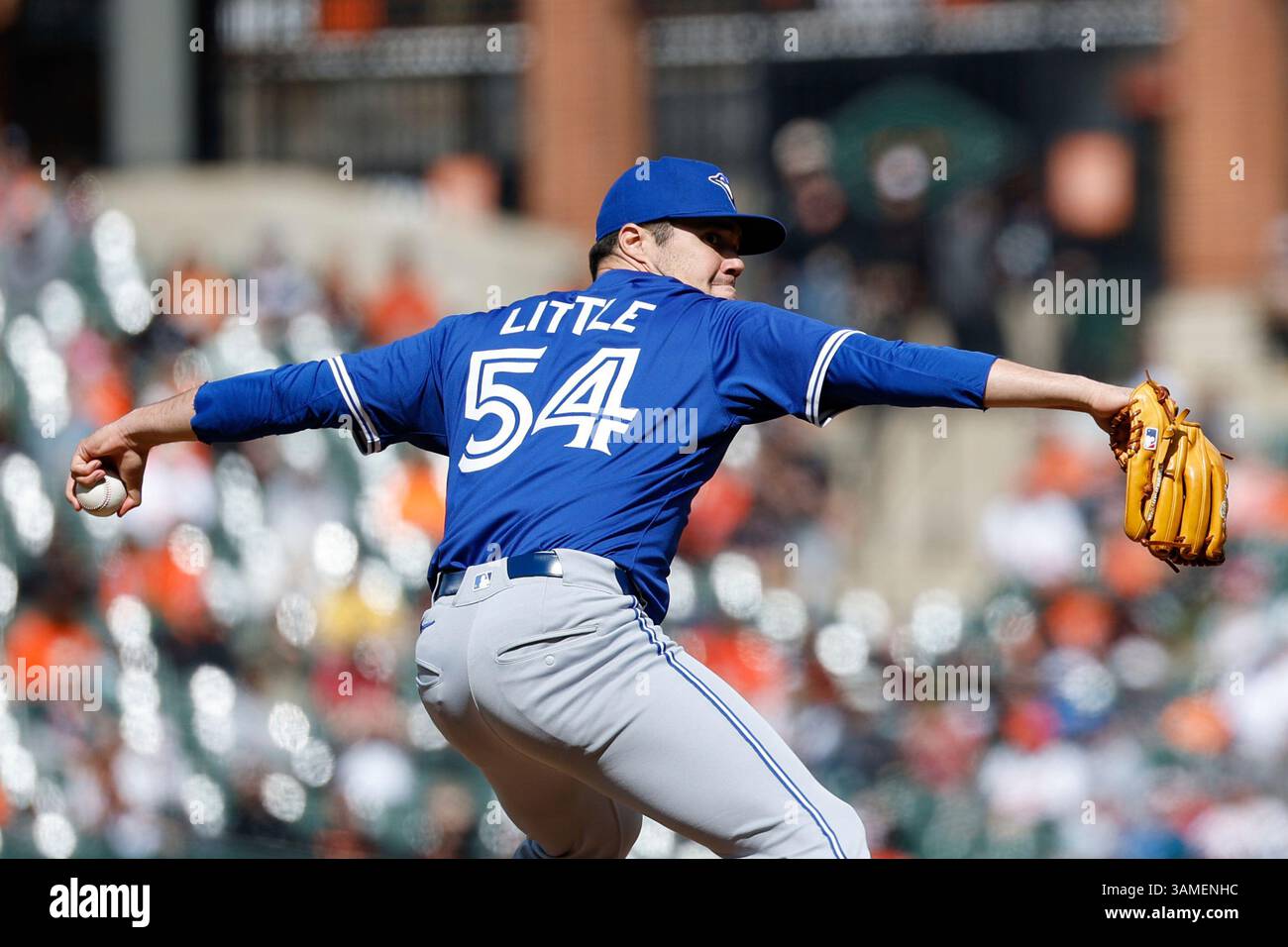 Toronto Blue Jays pitcher Brendon Little (54) throws during the sixth ...