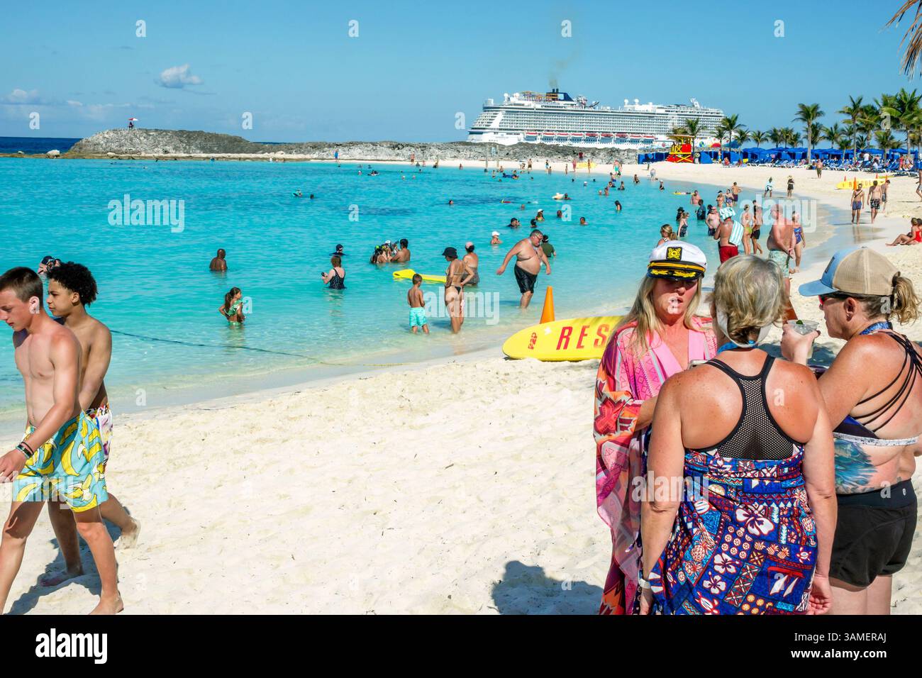 Great Stirrup Cay The Bahamas,beach scene,passengers men women Black ...