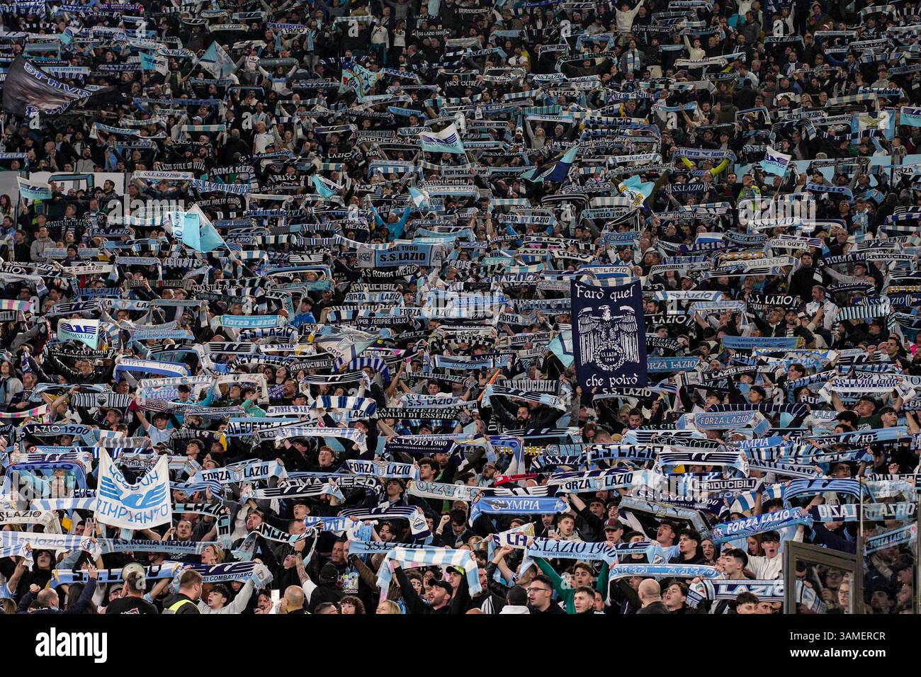 Rome, Italy. 13th Apr, 2025. ss lazio ultras curva nord during SS Lazio ...