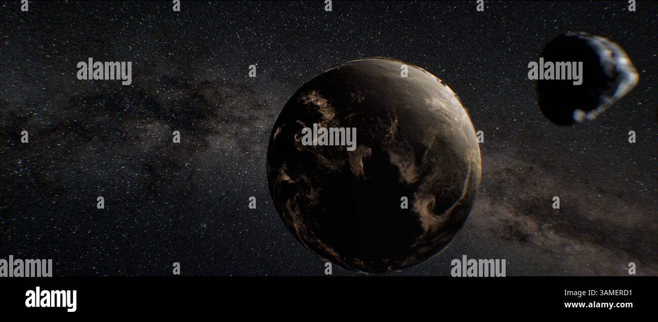 A 3D depiction of Earth during the late heavy bombardment, with fiery ...