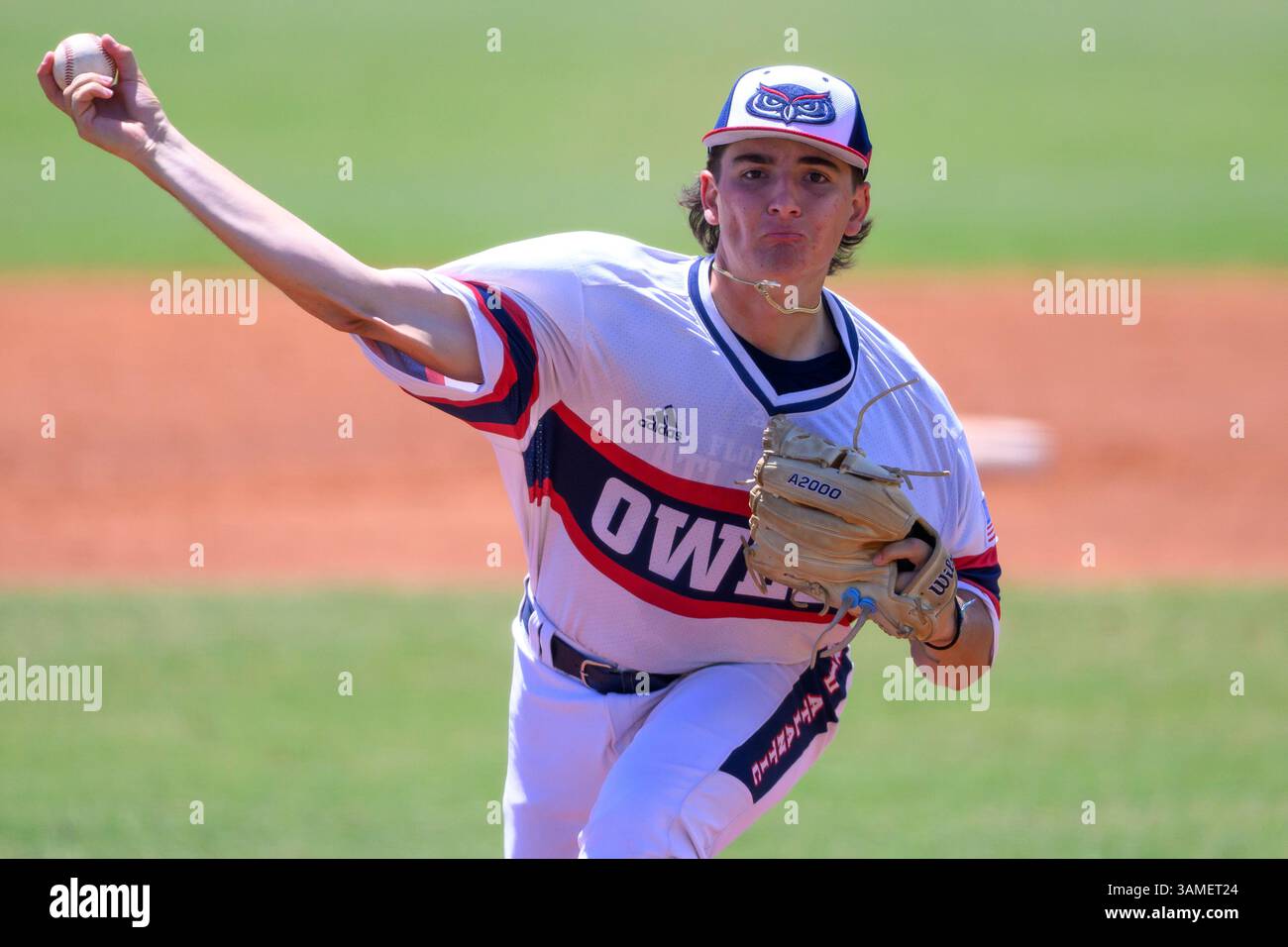 Florida Atlantic pitcher James Litman (27) throws the ball from the ...