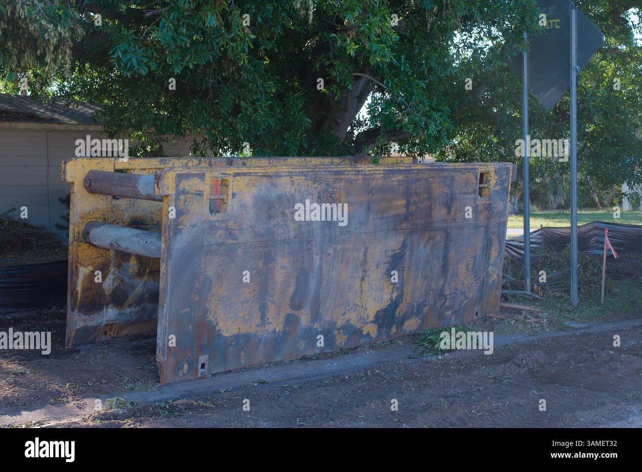 Trench Shield Construction Barrier with Orange Traffic Cones on a ...