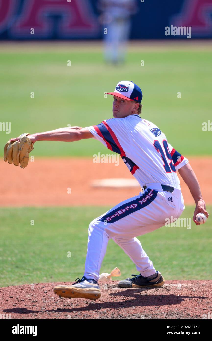 Florida Atlantic pitcher Ryan Buckler (19) throws the ball from the ...