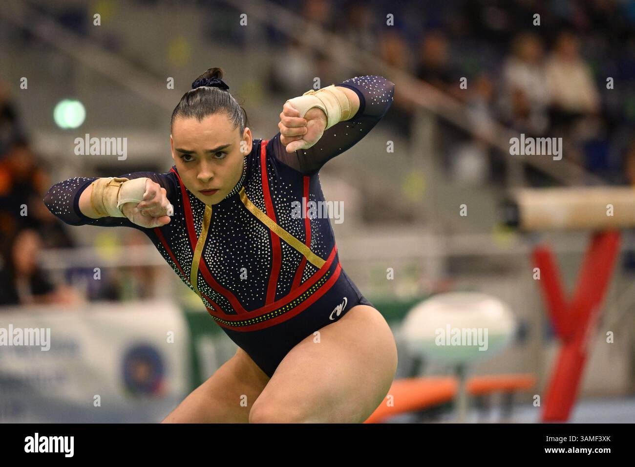 Jesolo, Italy. 13th Apr, 2025. Alba Petisco (ESP) floor during Trophy ...