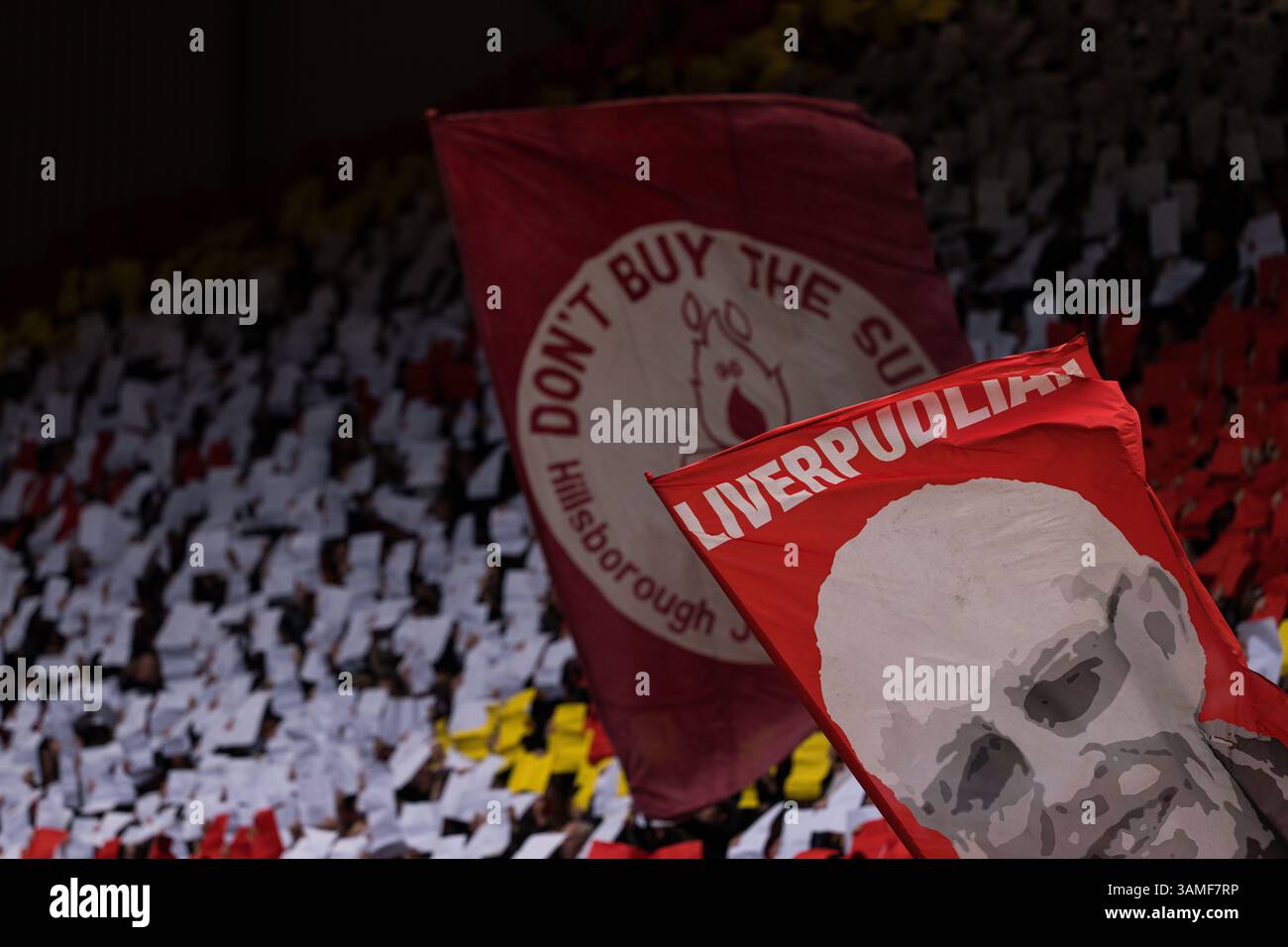 Anfield, Liverpool on Sunday 13th April 2025. The Kop at Liverpool ...