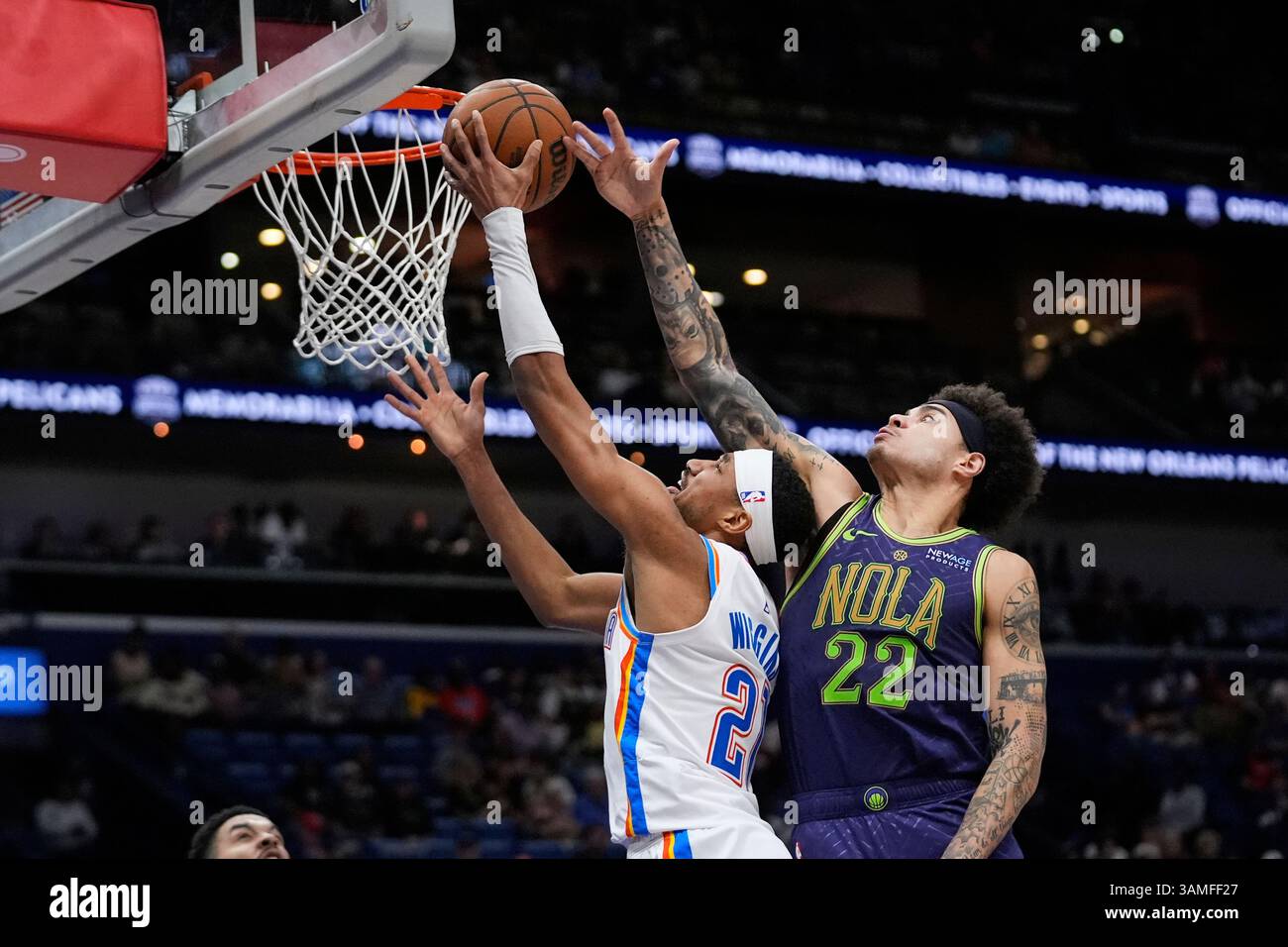 Oklahoma City Thunder guard Aaron Wiggins goes to the basket against ...