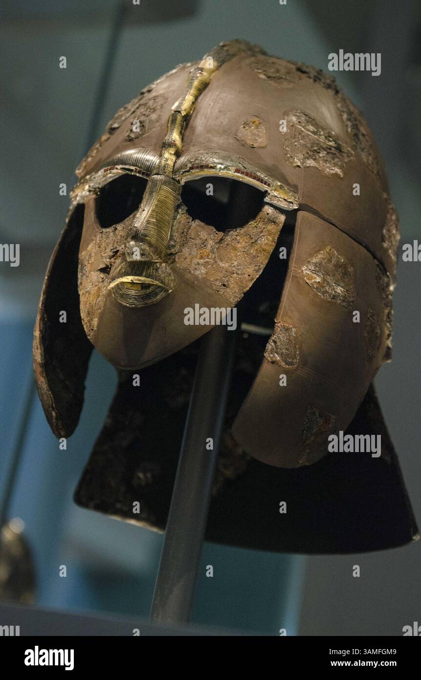 March 25, 2014 - London, UK - The Sutton Hoo helmet Anglo-Saxon, early ...