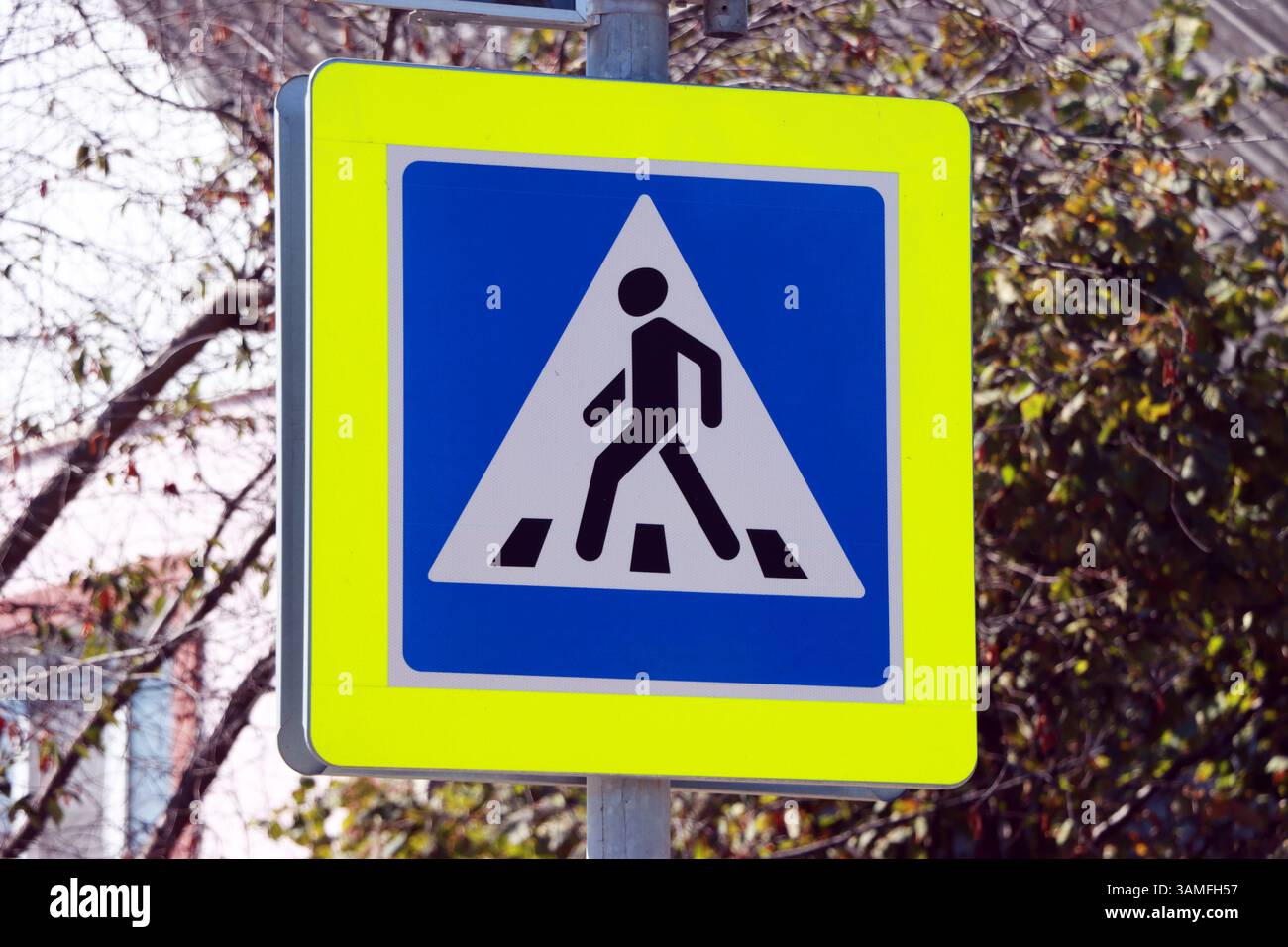 Pedestrian crossing road sign visible hi-res stock photography and ...