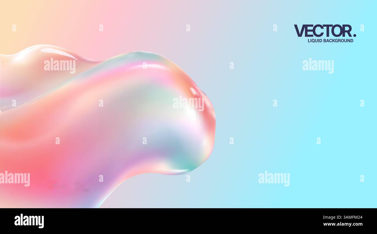 colorful holographic liquid shape blue background Stock Vector Image ...