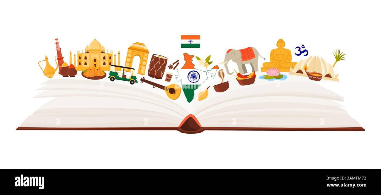 Indian culture elements, food and famous architecture landmarks of ...