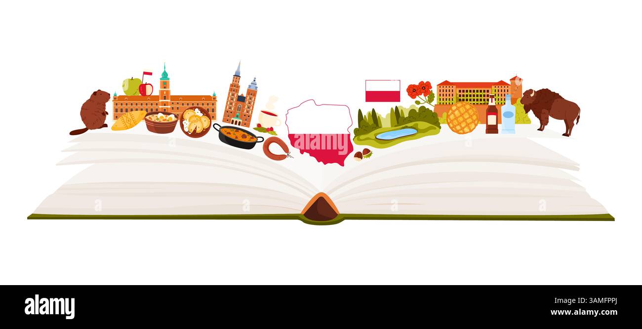 Travel to Poland infographic collage with culture elements and famous ...