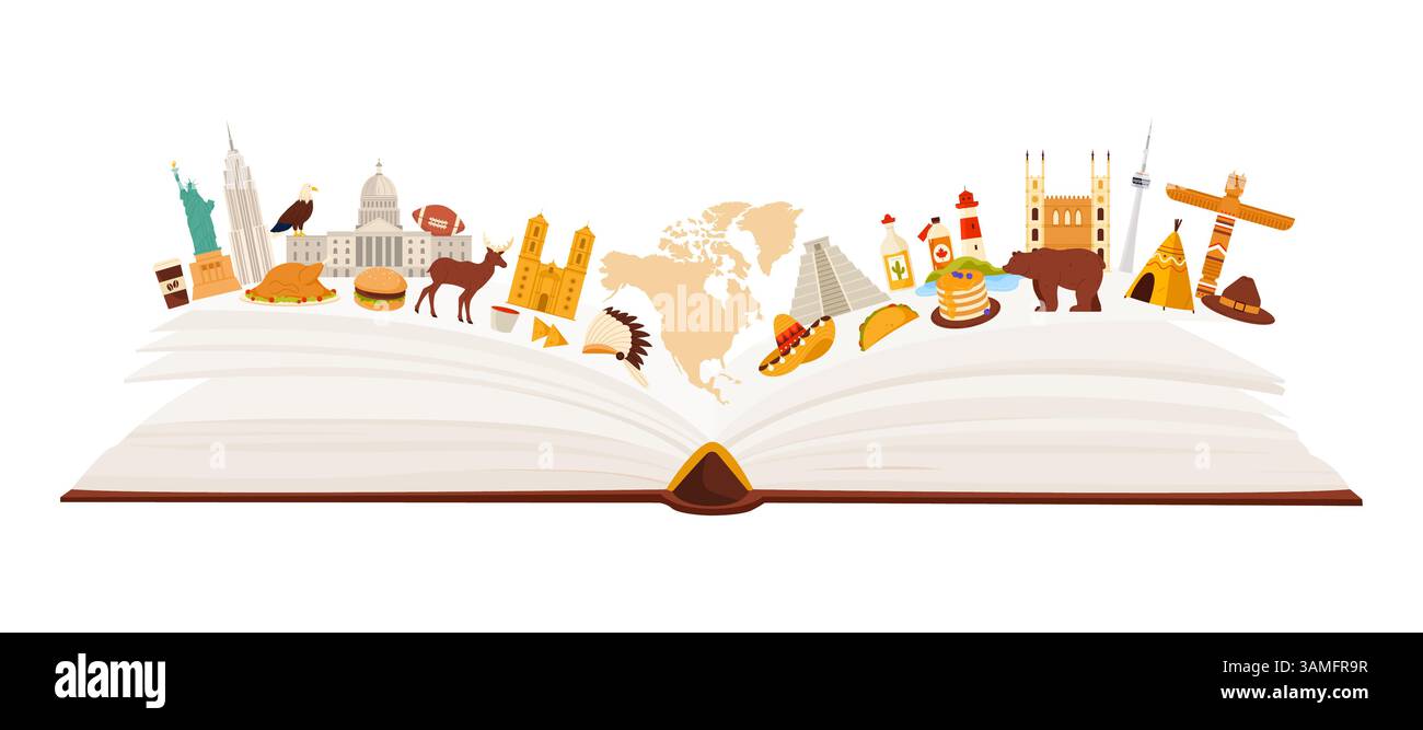 A visually striking book opens to reveal landmarks and cultural symbols ...