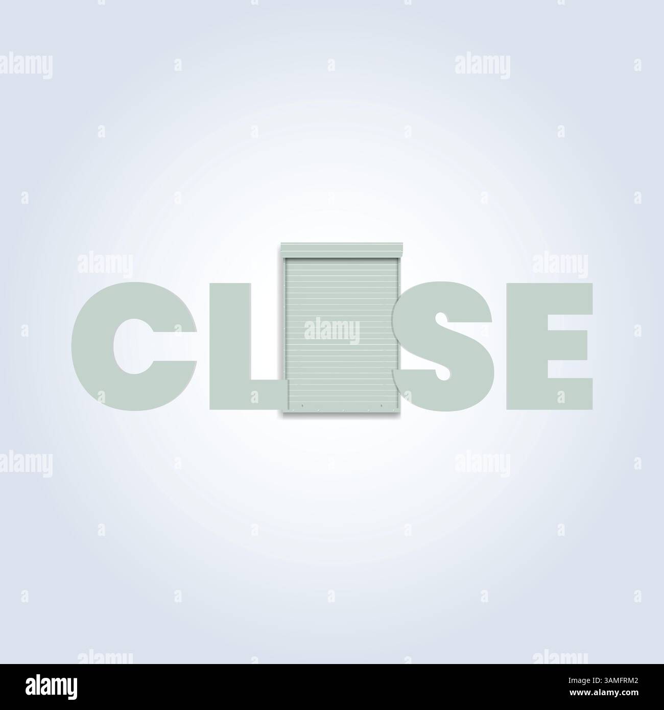 Close concept art, shutter close, blinds close isolated, silver ...