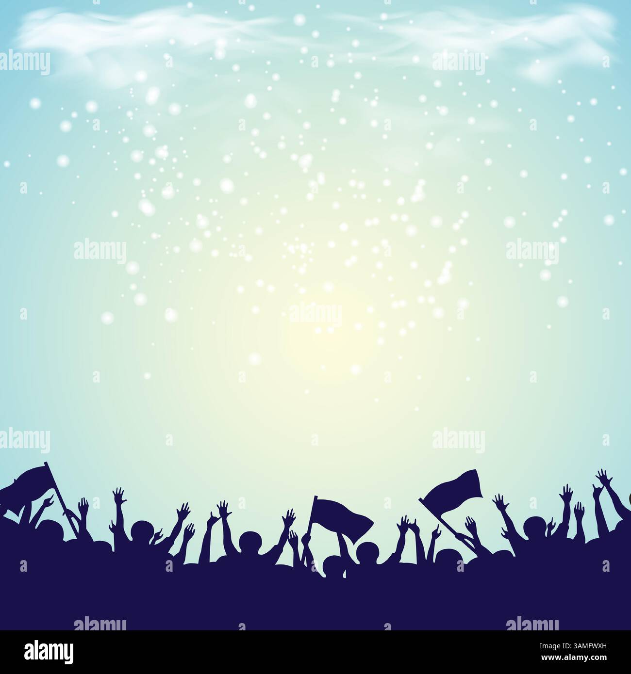 Crowd sky blue and light, support group, crowd people, abstract gradient vector background Stock ...