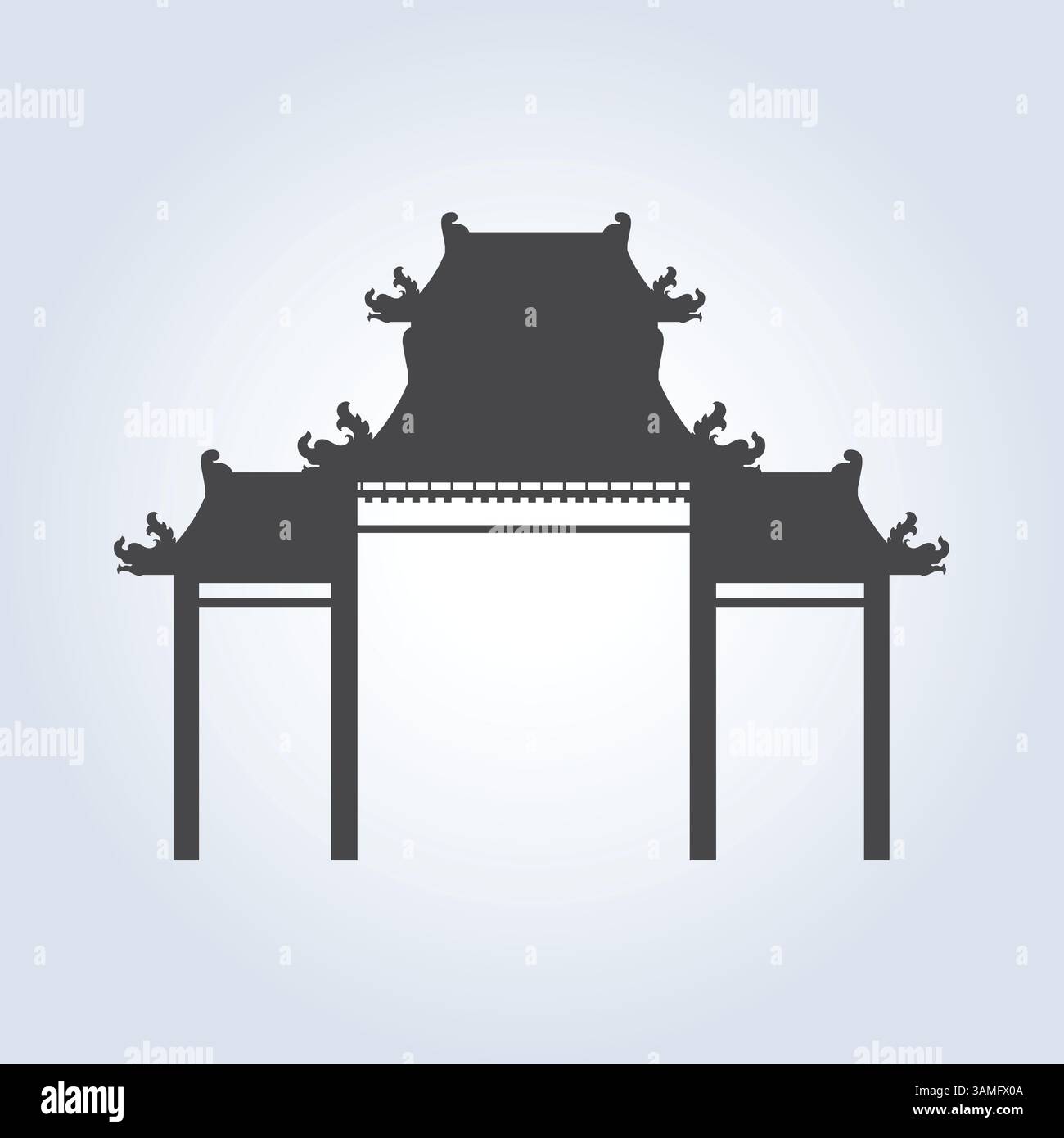 Silhouette Japanese traditional gate black color only, Chinese gate ...