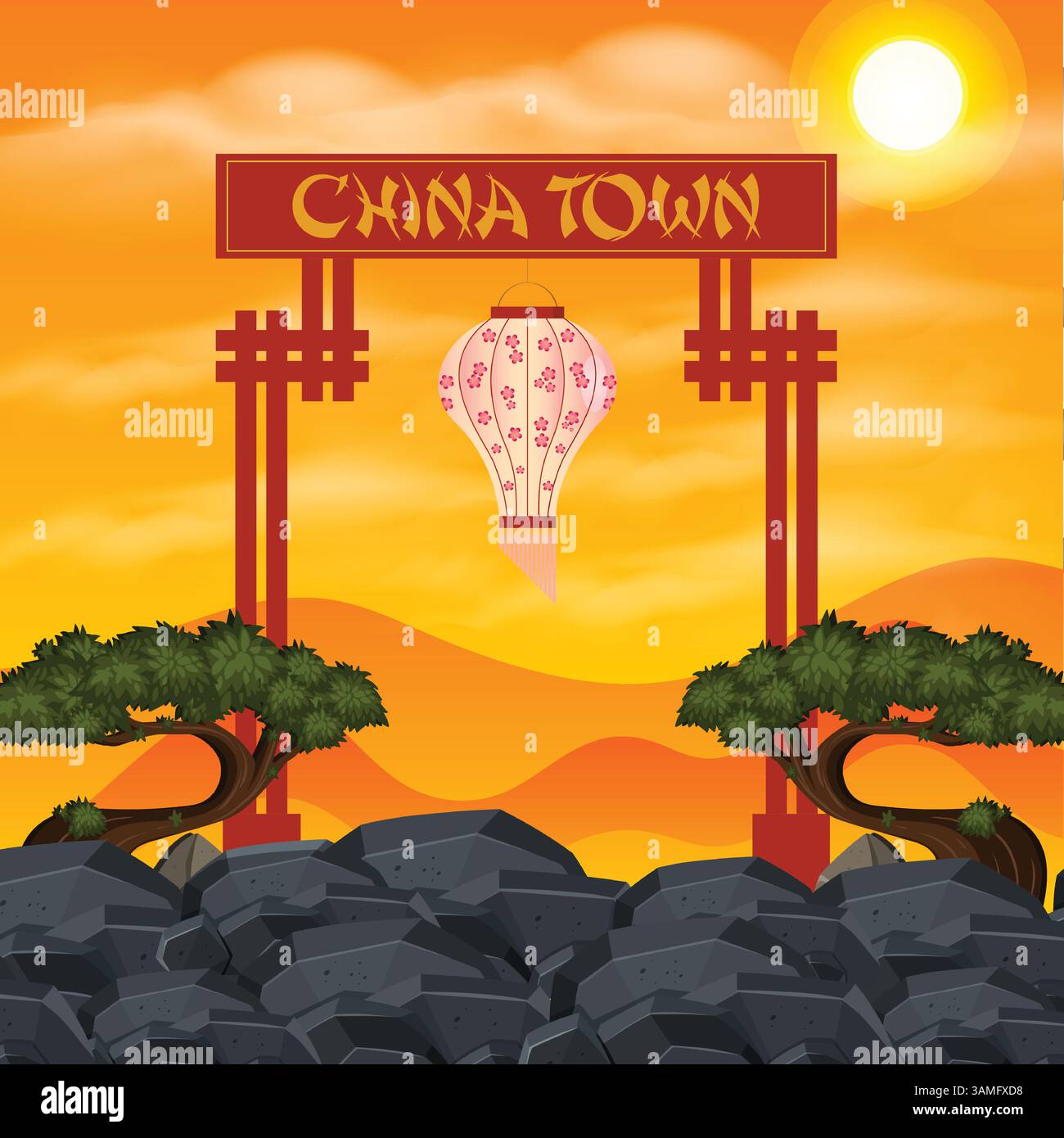 Chinatown with the Glowing Lanterns, Japan pagoda traditional ...